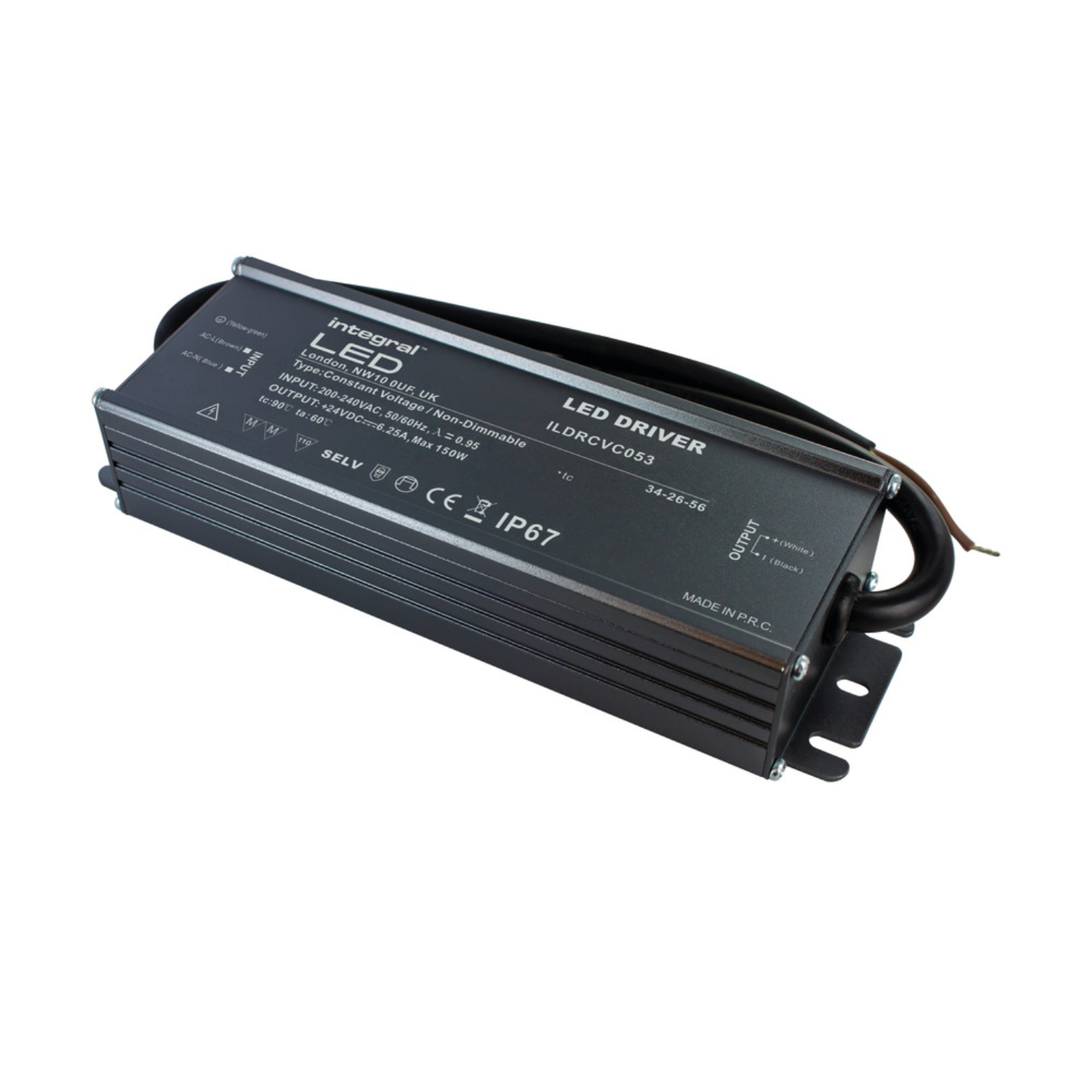Constant Voltage LED Driver 150W 24VDC IP67 Non-Dim 200-240V Input | WT ...