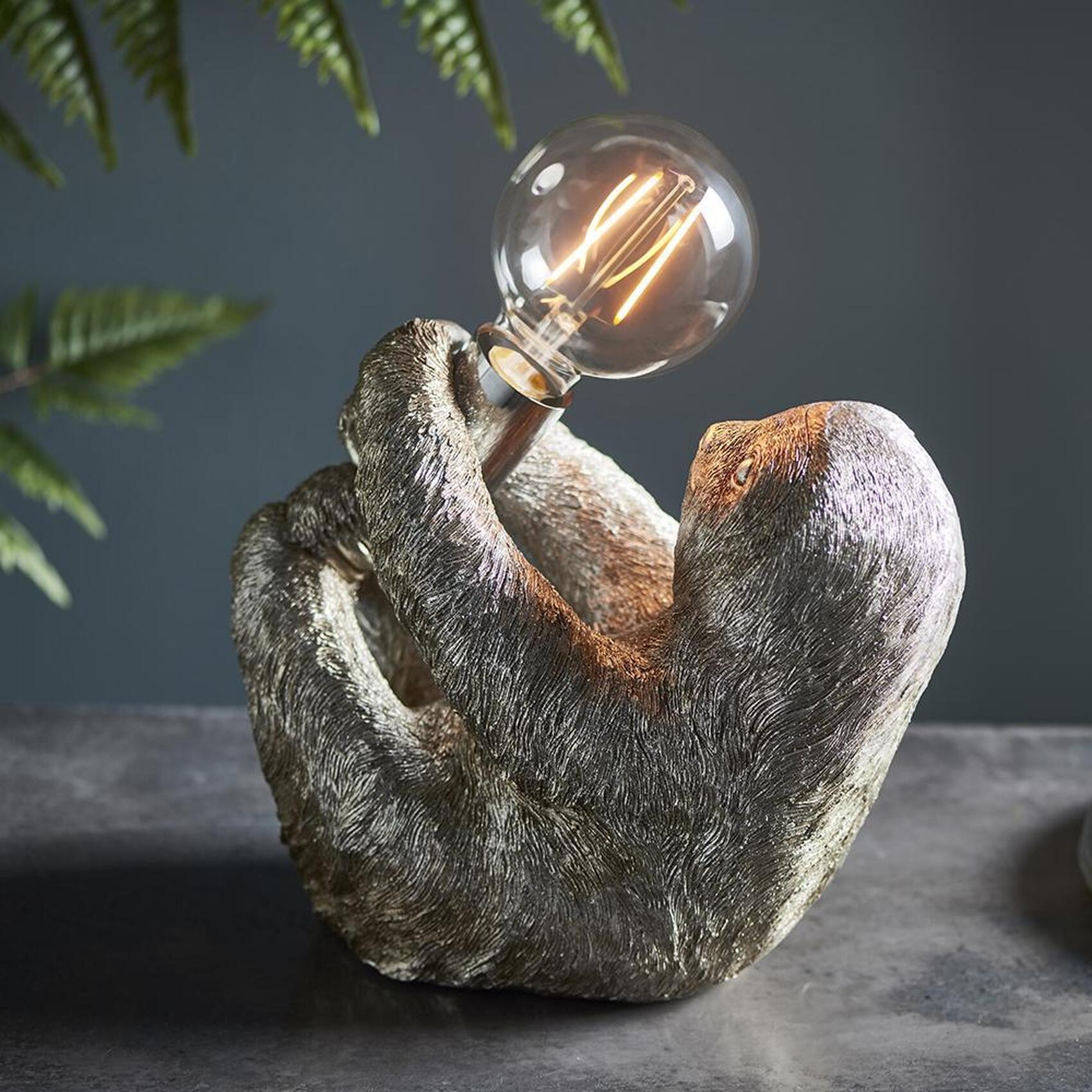 Thorlight Kiana Vintage Silver Sloth Table Lamp | WT Lighting