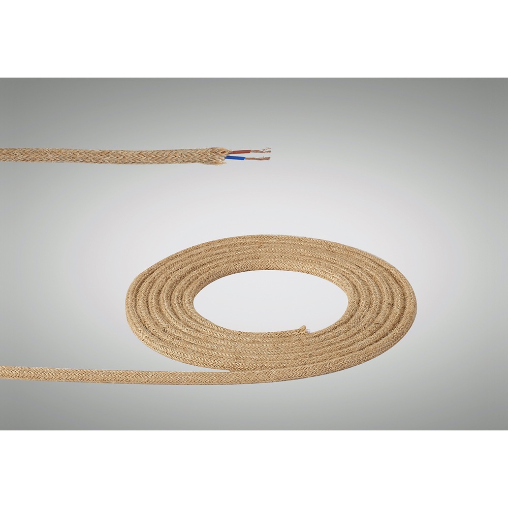 1 Metre Of Jute Brown Braided 2 Core 0.75mm Cable | WT Lighting